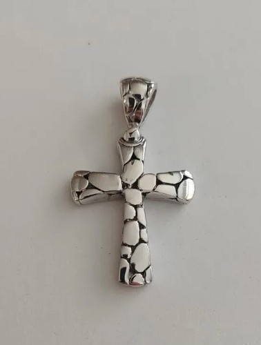 VINTAGE STERLING SILVER .925 TEXTURED DESIGN PUFF CROSS PENDANT | eBay
