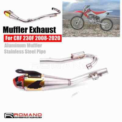 Slip-On Muffler Exhaust System w/ Curved Pipe For Honda CRF230F 08-20 ...