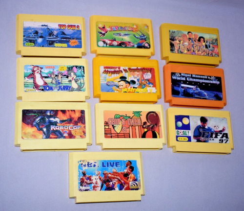 10x Famiclone Famicom Games Cartridge Cassette Joblot Dendy Terminator ...