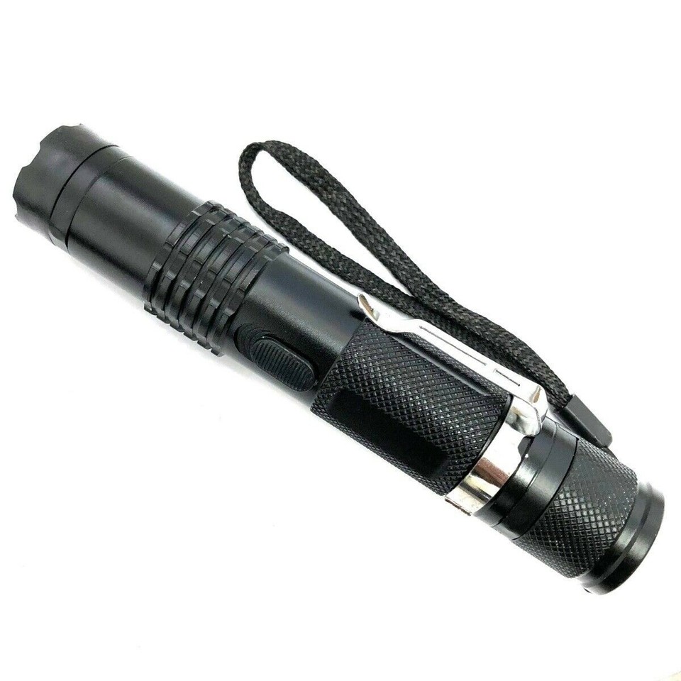 Black Tactical MILITARY Metal Stun Gun 10 MV LED Flashlight ...