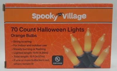 Spooky Village 70 Count Halloween Lights, Orange Bulbs | eBay