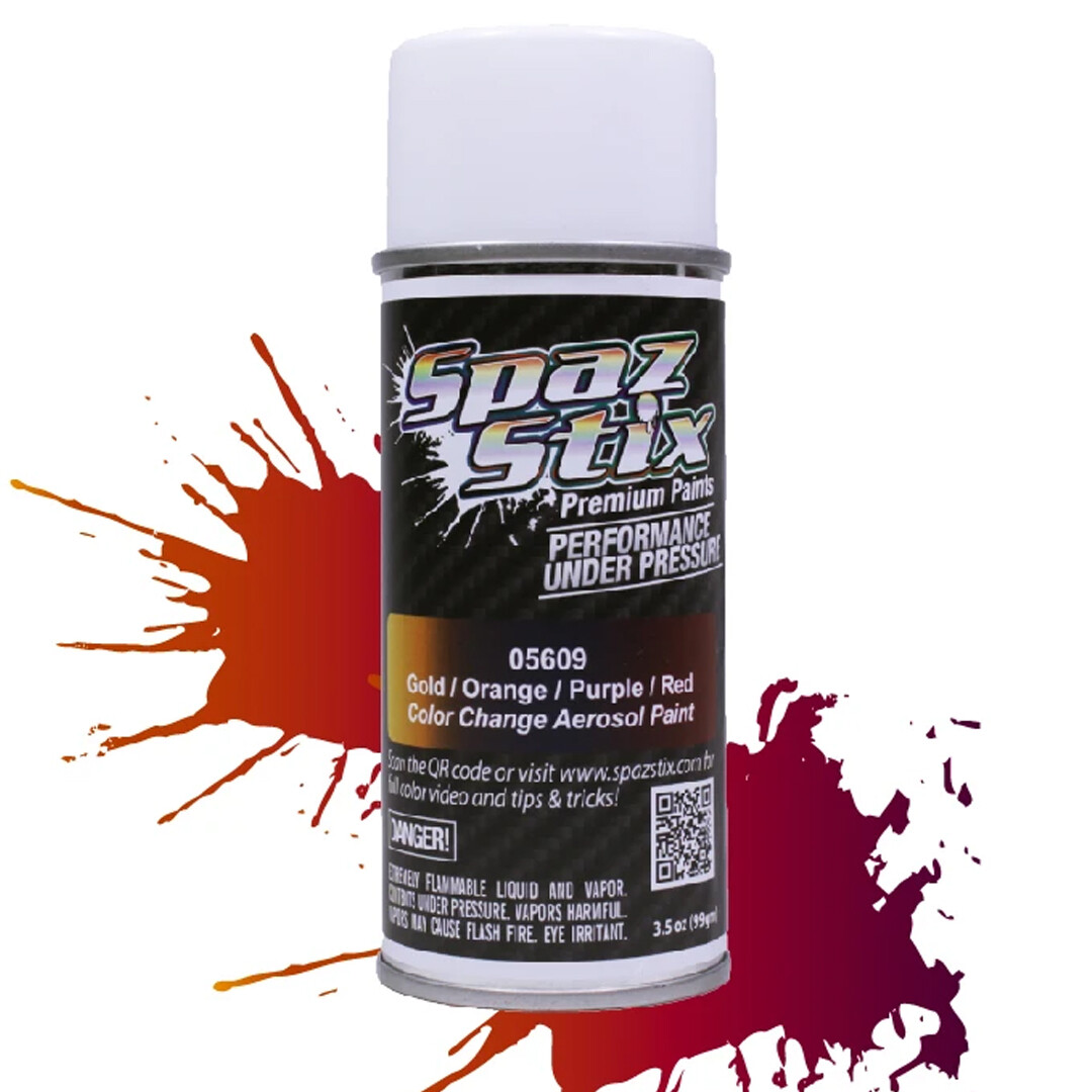 Spaz Stix Color Change Aerosol Spray Paint Gold/Orange/Purple/Red 3.5oz Can