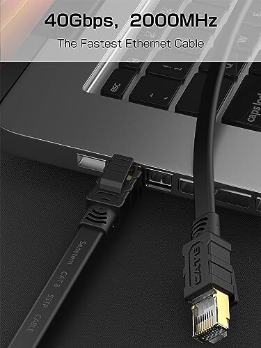 Cat 8 Ethernet Cable 20FT High Speed 40Gbps 2000Mhz Flat Internet ...