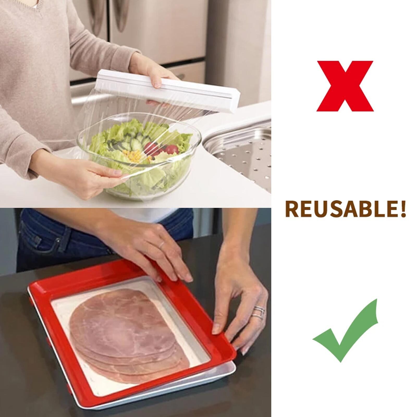 Reusable Healthy Food Preservation Film Tray Airtight Preserving ...