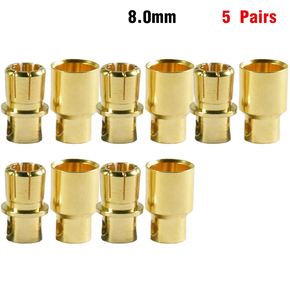 5/10Pair RC Bullet Connector 2/3/3.5/4.0/5/5.5/6/8mm Male Female Banana ...