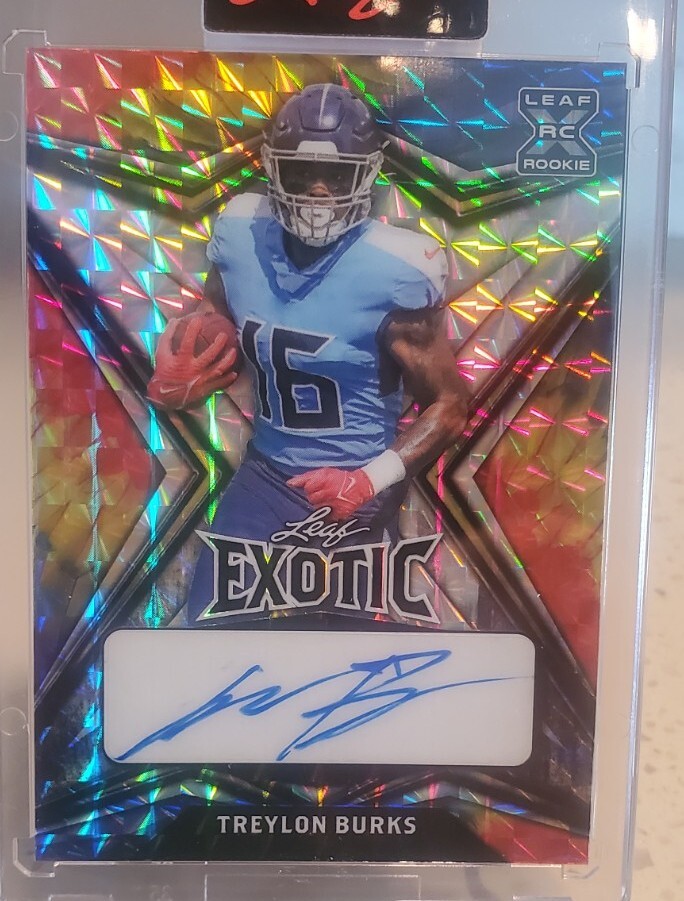 2022 LEAF EXOTIC TREYLON BURKS ROOKIE 1/5 AUTO PARROT AUTOGRAPH TITANS ...