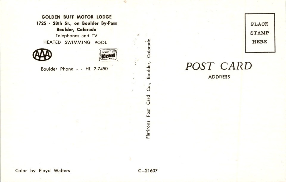 Explore Boulder: Coola Golden Buff Motor Lodge Postcard postcard | eBay