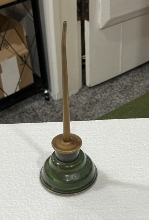 Vintage Eagle Oil Can Small Handy Oiler Green Translucent Plastic Thumb ...