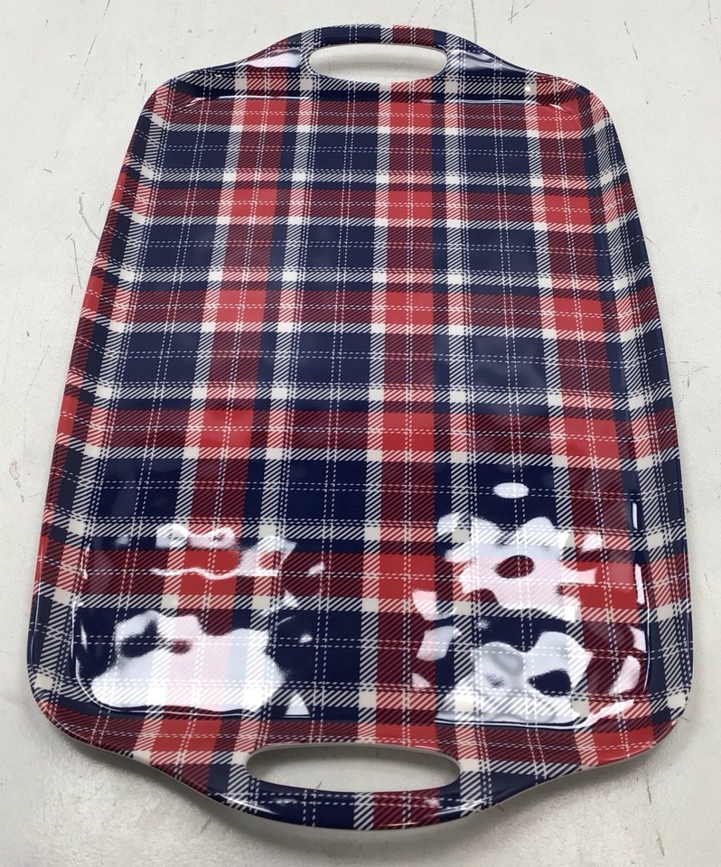 Certified International Tray Red White & Blue Patriotic Plaid ...