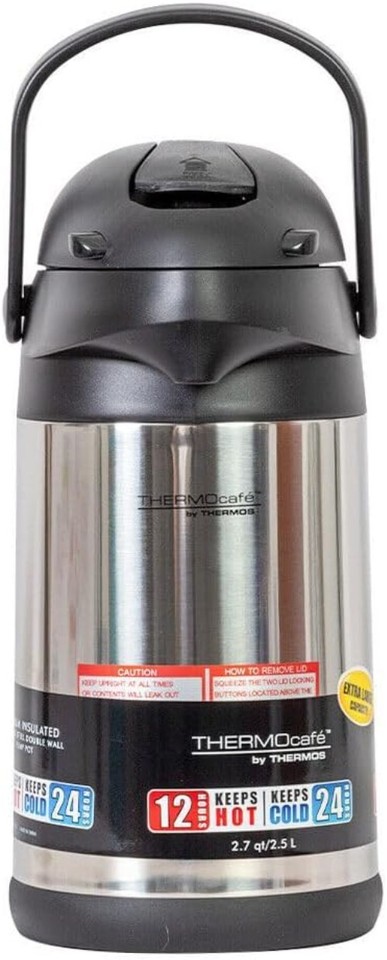 Stylish 2.5L Stainless Steel Vacuum Insulated Pump Pot with Lid ...