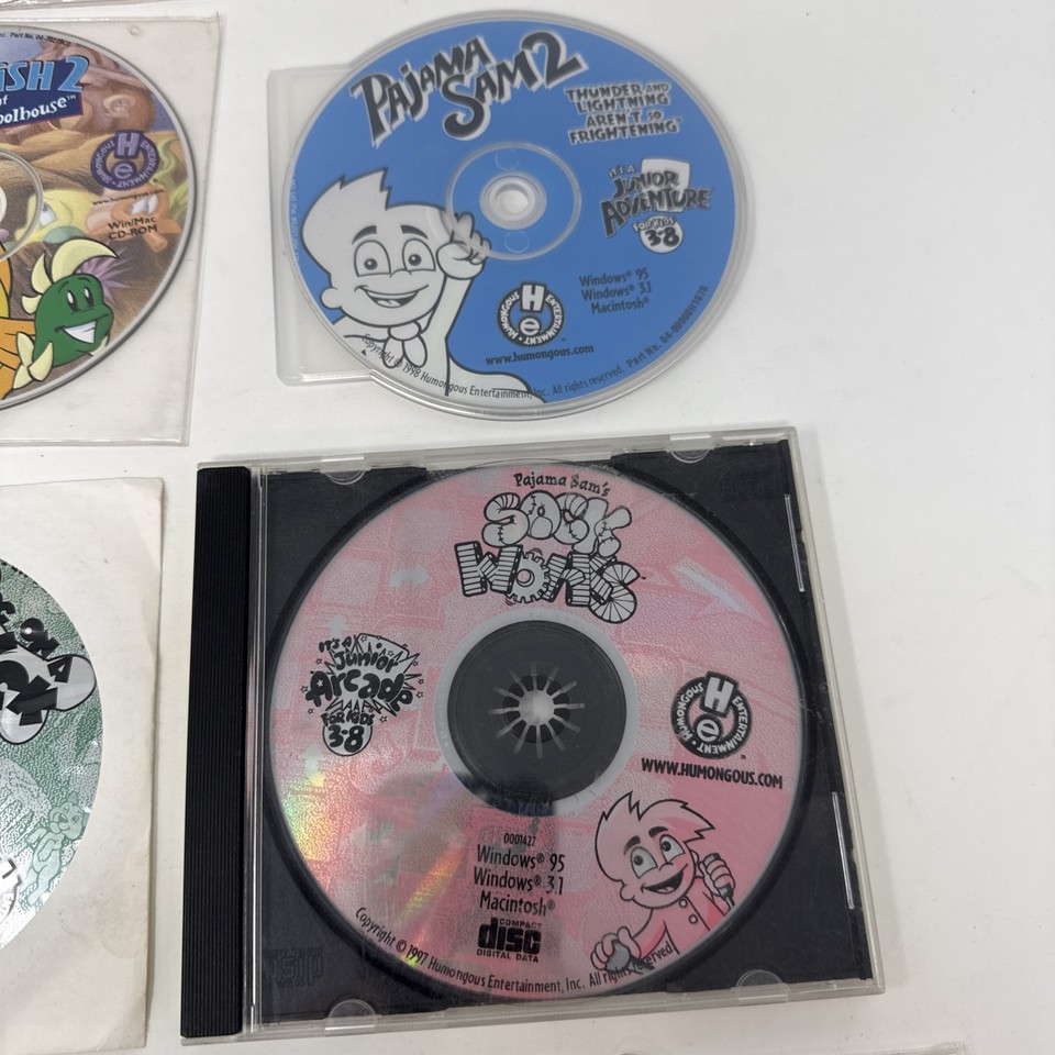 Lot (10) PC Games 90's Feddi Fish, Putt Putt, Pajama Sam Humongous ...