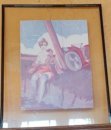 1920s Art Print From French Magazine, risqué , Car Crash, Nude, Framed ...
