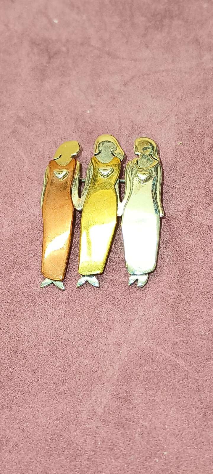 Mima & Oly 3 Sisters Brooch Pin Farfetched Mix Metal Silver Copper ...