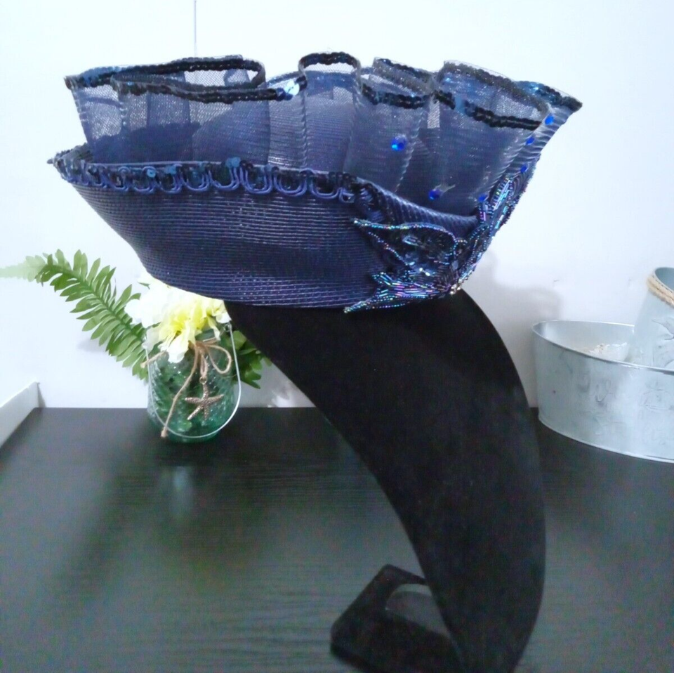 Woman's Deborah NEW YORK 80's Vintage Blue Designer Hat W/Cubic ...