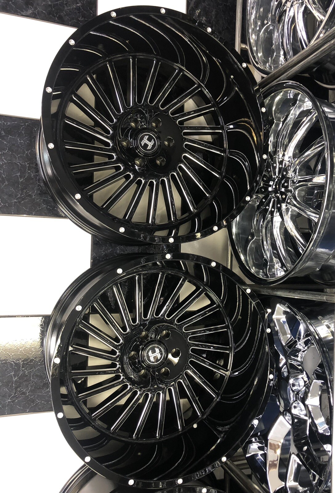 4-HARDCORE HC17 (Gloss Black & Milled) Wheels 6x139.7 (-76mm) (24x14) C ...