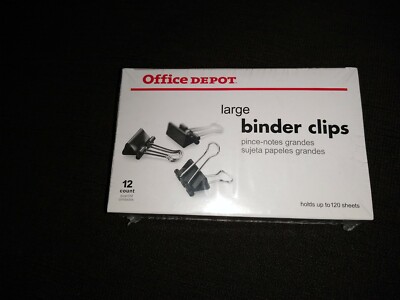 Office Depot Binder Clips, Large, 2" Wide, Black, Box Of 12 | eBay
