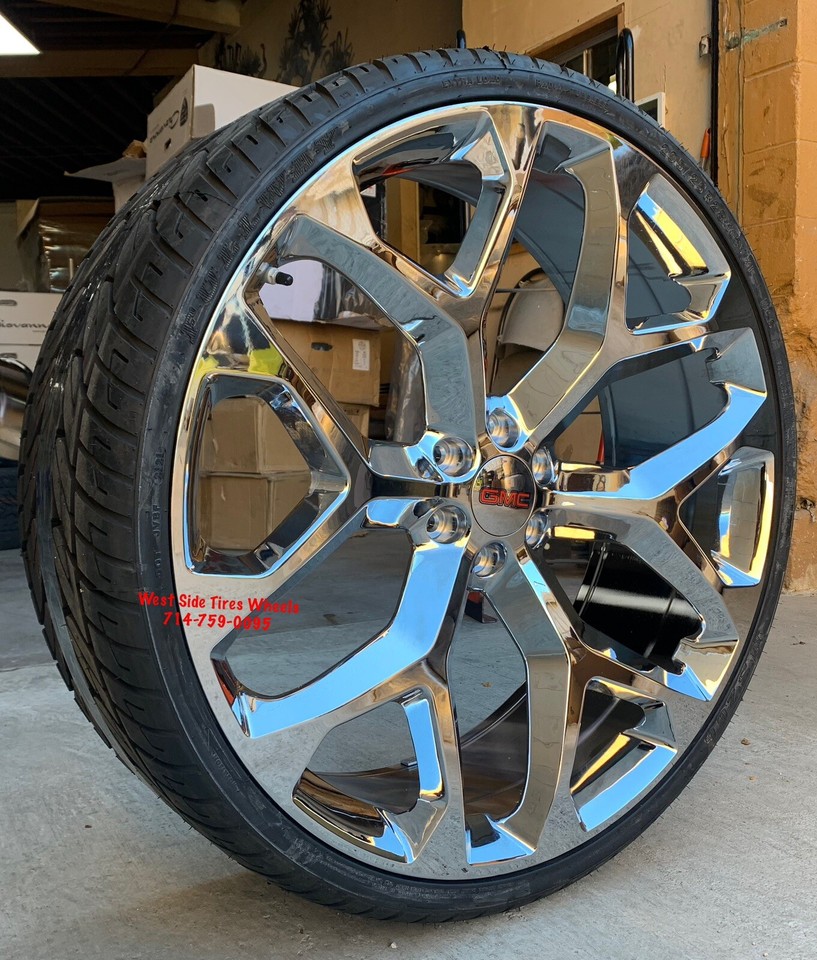28" Chevy Tahoe Silverado GMC Sierra Yukon Snowflake Chrome Wheels Rims ...
