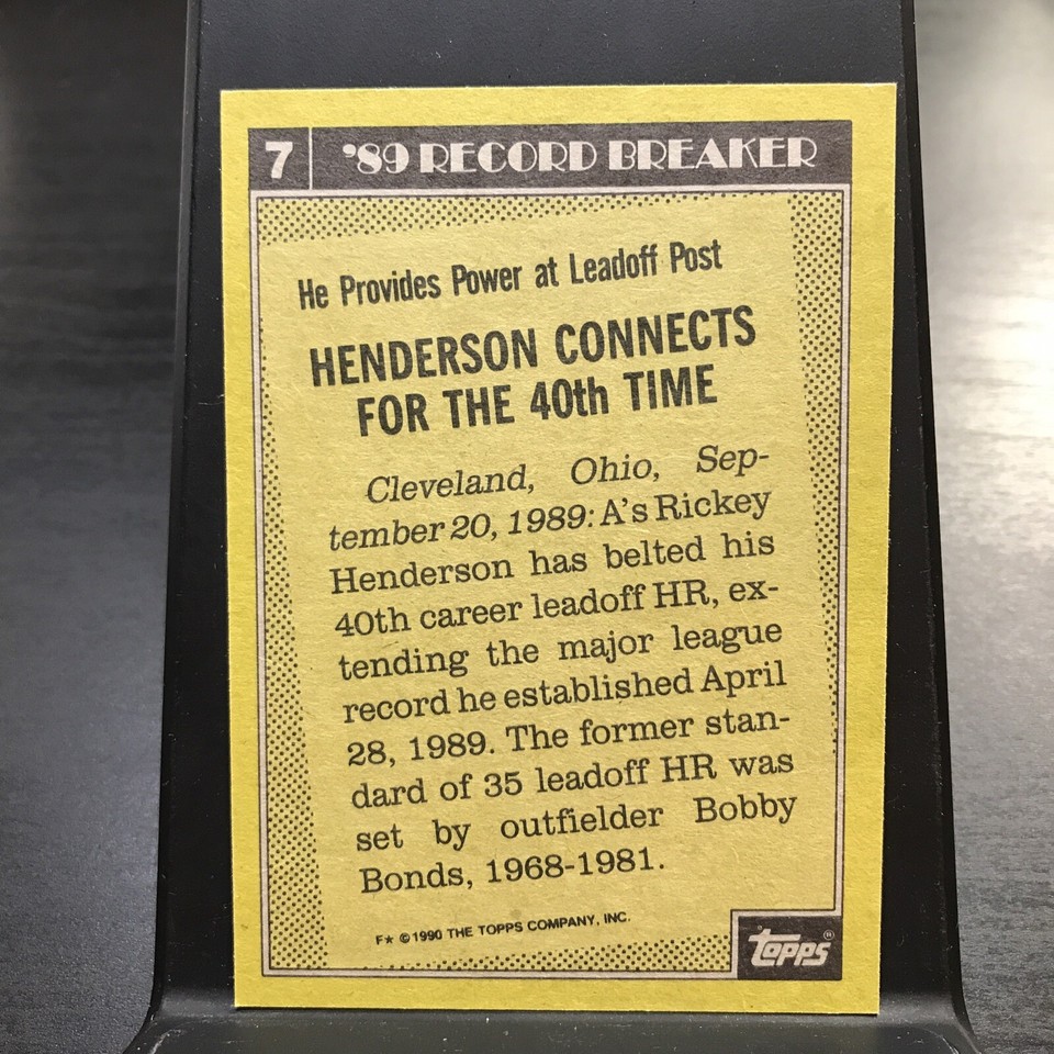 1990 Topps Rickey Henderson Record Breaker # 7 | eBay