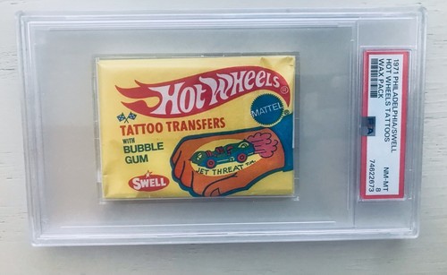 1971 ORIGINAL SWELL GUM CO. MATTEL HOT WHEELS GUM CARD WAX PACK PSA 8 ...