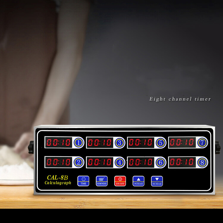 220V Commercial Countdown Timer 8 Channel LED Timing Tools Kitchen ...