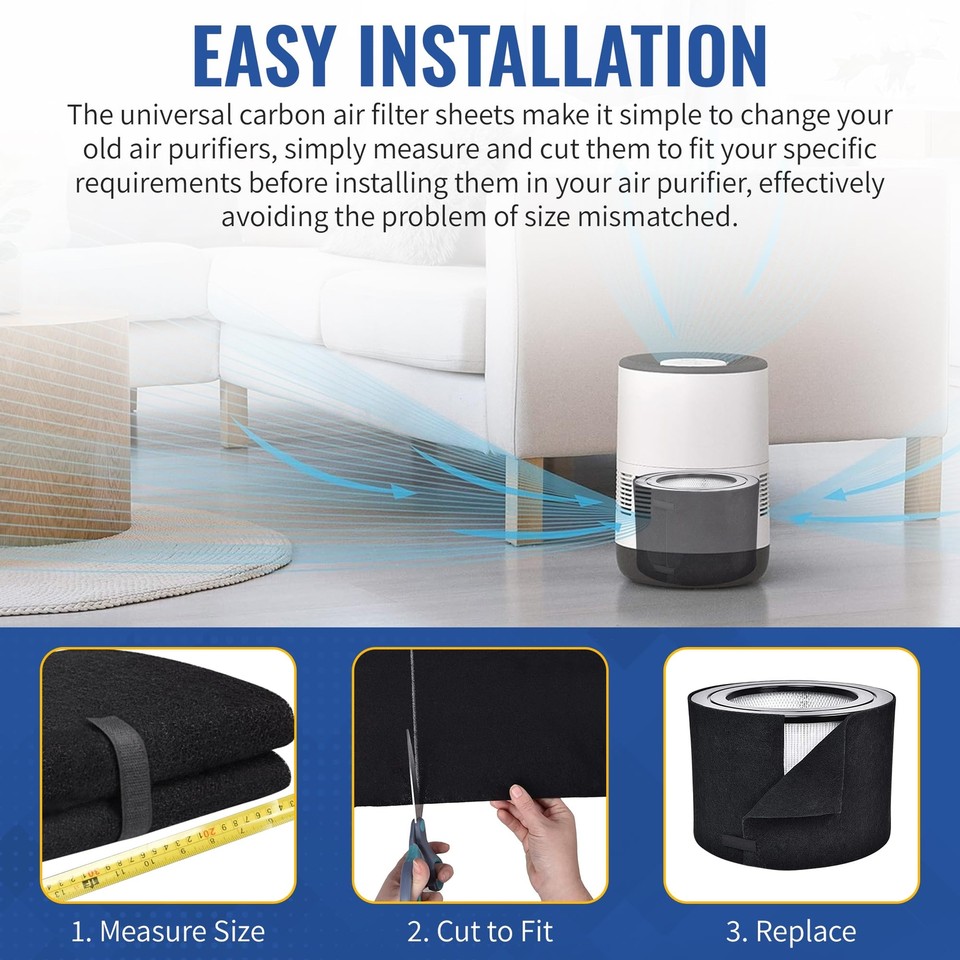 Universal Cut to Fit Carbon Pad Pre Filter Roll for Air Purifiers ...