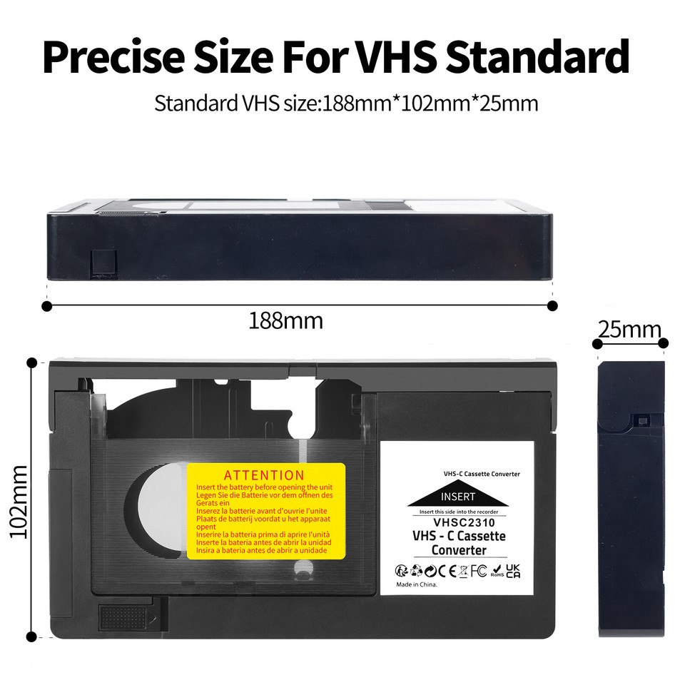 VHS-C TO VHS CONVERTER - LETS YOU PLAY OLD CAMCORDER TAPES THROUGH YOUR ...
