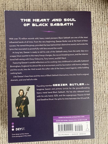 SIGNED Geezer Butler AUTOGRAPHED Book Into the Void BLACK SABBATH ...