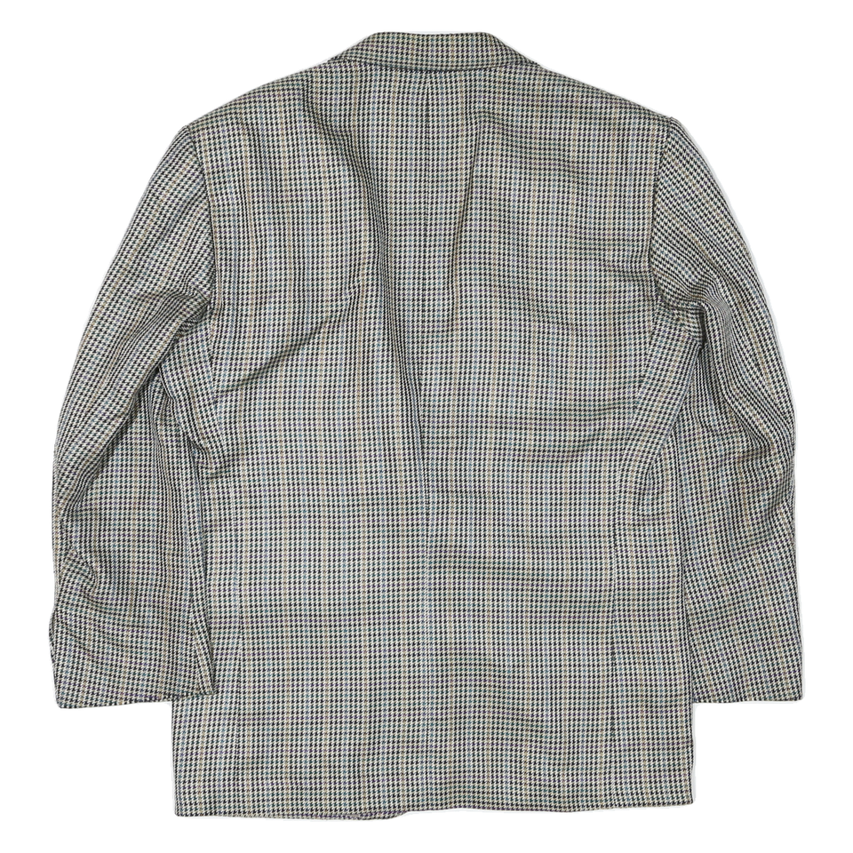 Mens Grey & Black Houndstooth Blazer Jacket M Polyester Blend Classic ...