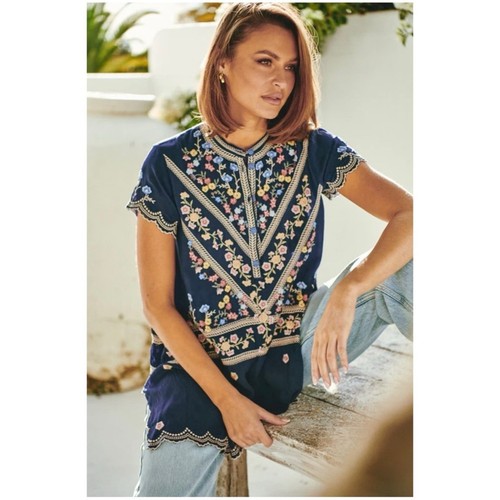 Johnny Was Women’s Sz S Black Floral Embroidered Tunic Top Blouse Short Sleeve | eBay