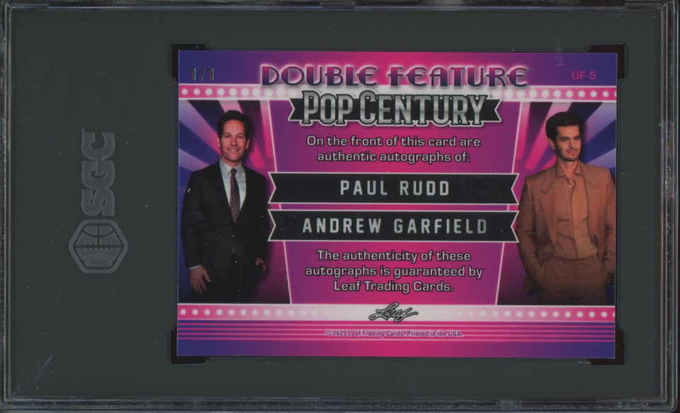 2025 Leaf Pop Century Paul Rudd Andrew Garfield 1/1 Auto Gem Mint SGC ...