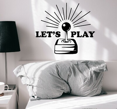 Wall Decal Gamer Joystick Game Let’s Play Vinyl Sticker (ed2031) | eBay
