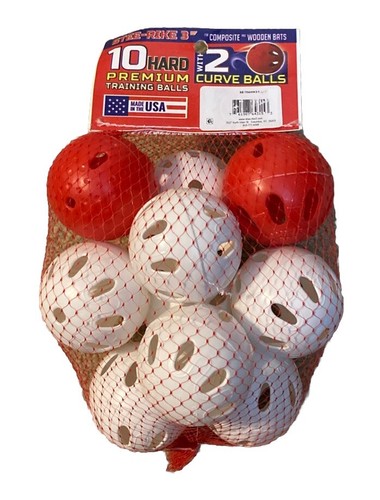 Stee-Rike 3 Premium Plastic Hard Training Baseballs, White & Red. 10 ...