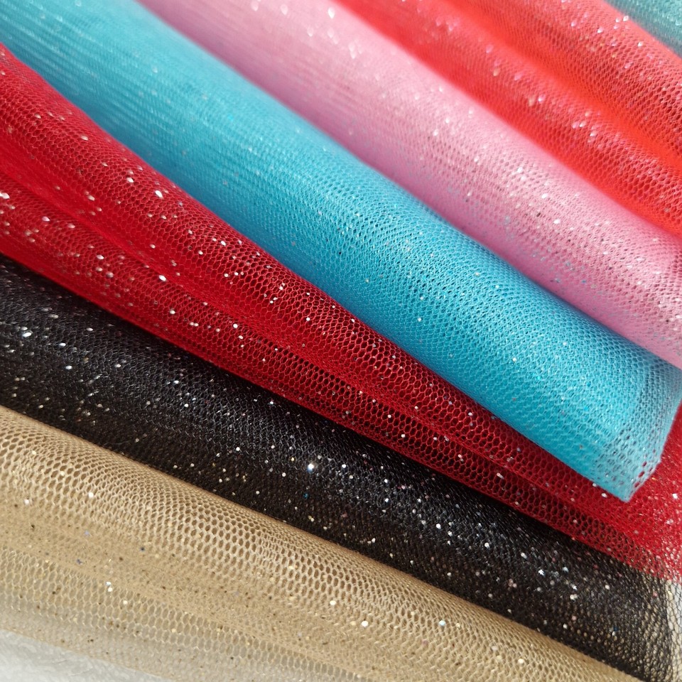 Glitter Tulle Fabric Soft Dress Net 150cm Wide Sheer Costume Sparkle ...