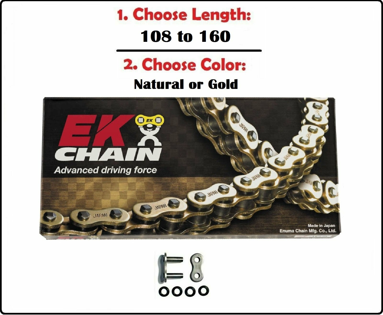 EK 520 ZVX3 Xring Motorcycle Drive Chain Natural or Gold with Rivet ...