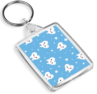 Happy Teeth Keyring Dentist Dental Surgery Nurse Tooth Blue Keyring ...