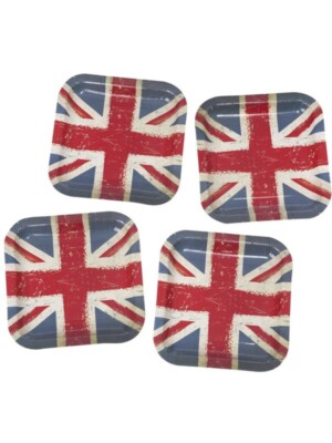 D-Day VE Day Royal Event Vintage Style Union Jack GB 9" Square Paper ...