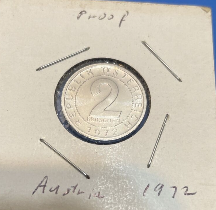 1972 Austria 2 Groschen Coin PROOF ( Mintage 132K ) Rare World Coin | eBay