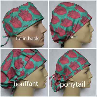 HEART RED CARDIAC SURGICAL SCRUB HAT ANATOMY | eBay