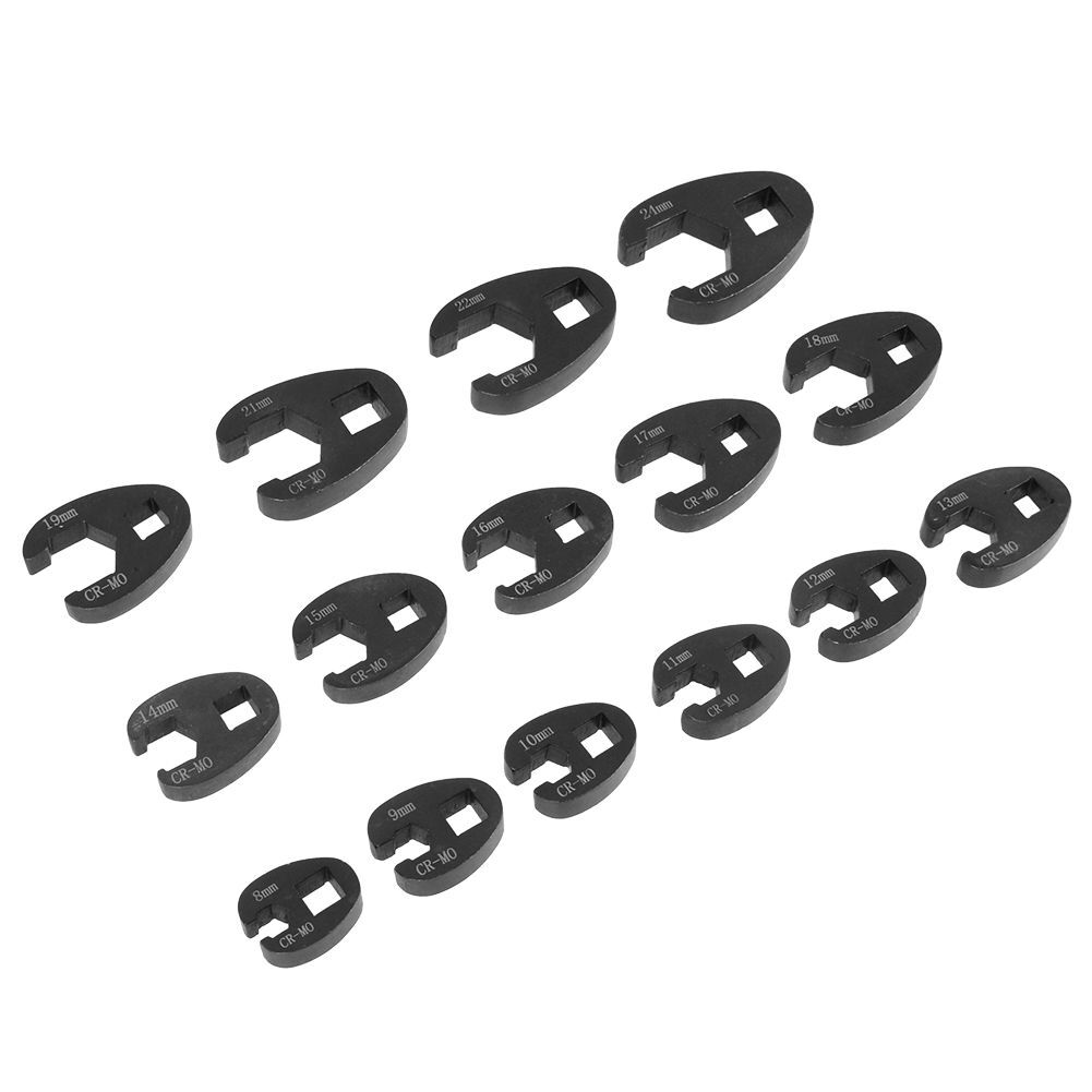 Crowfoot Wrench Set Metric Crows Foot 8-24mm 15Pcs Flare Nut Wrench Set ...