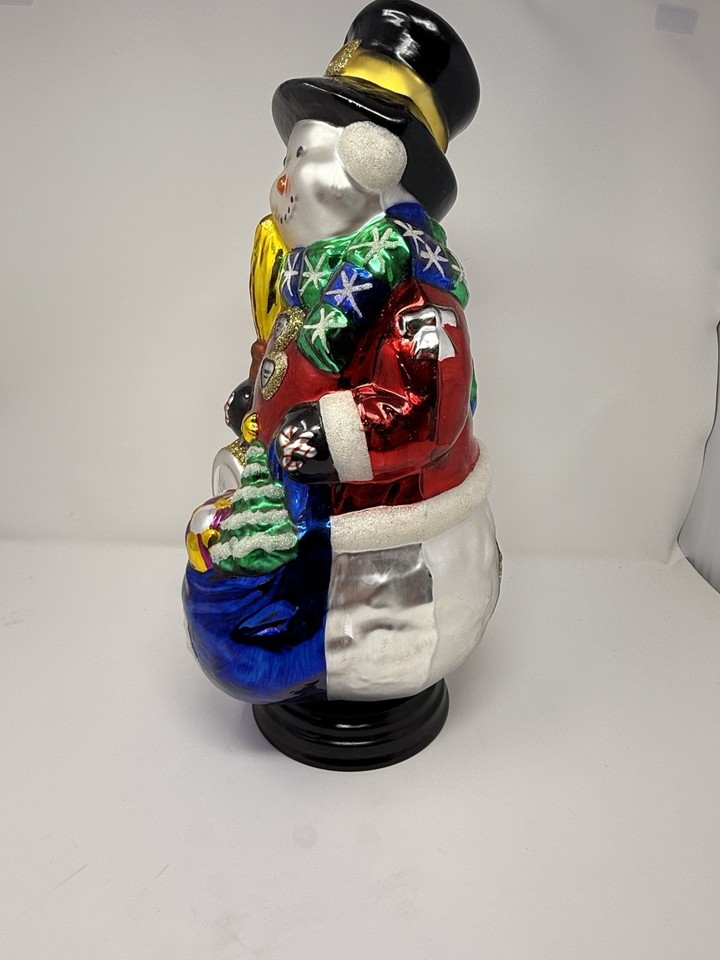 Vintage Traditions Glass Snowman Hand Painted, 18" Tall Christmas Decor ...