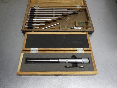 2 Assorted MITUTOYO (1) Groove Micrometer (1) Extension Rods Inside ...