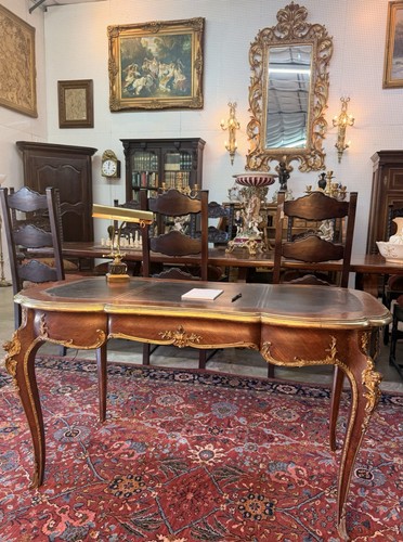 Antique French Louis XV Writing Desk Ormolu Cabriole Legs Inlaid ...