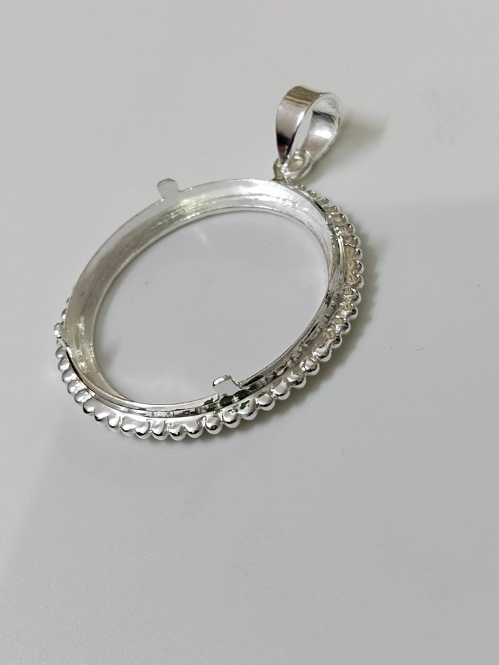 925 Sterling Silver Round Bezel Pendant prong jewelry Making Tools Coin ...