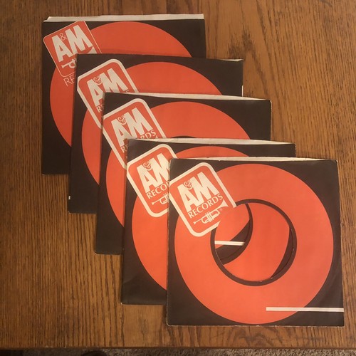 A & M RECORDS 45 RPM COMPANY SLEEVES, ( 5 TOTAL ) ORIGINAL , USED ...