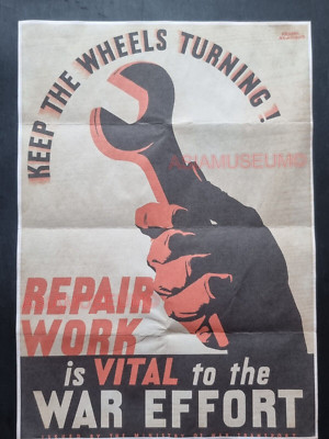 1940 WW2 USA AMERICA REPAIR WHEELS WAR EFFORT VITAL WORK HAND ...