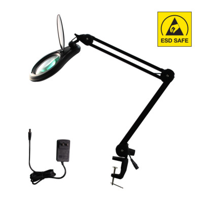 ESD Safe LED Magnifying Lamp for Inspection, Clamp for Work Bench (8 ...