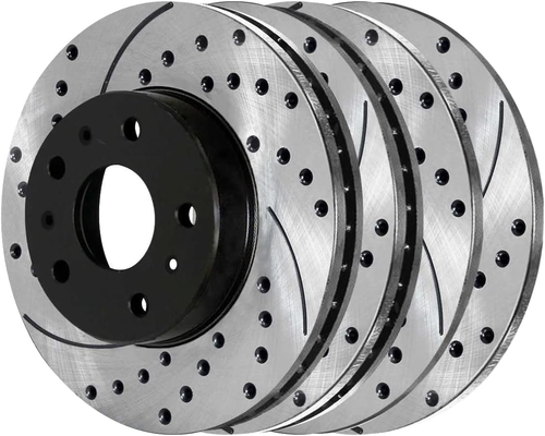 AutoShack Black Hat Drilled and Slotted Brake Rotors Front Brake Rotor ...