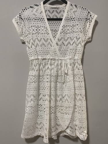 Robin Piccone Women Medium White Swimsuit Cover Up Boho Hippi Crochet ...