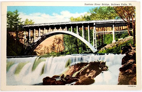 Postcard Saxtons River Bridge Bellows Falls VT Vermont Waterfall | eBay