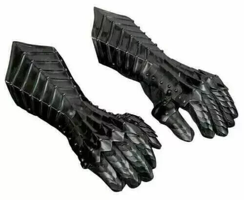 Black Medieval Gloves Gauntlets Antique Armor Nazgul Crusader Larp ...